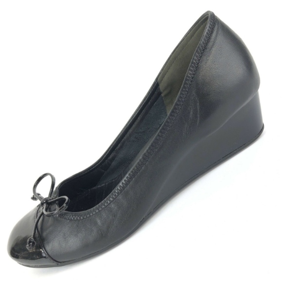 Cole Haan | Shoes | Cole Haan Air Tali Black Leather Cap Toe Wedges ...